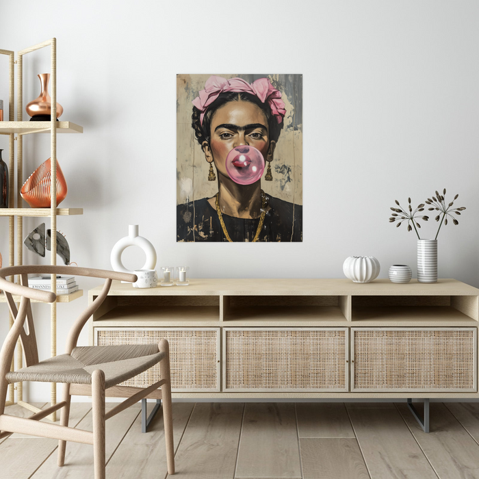 Frida Kahlo Bubble Gum – ArtDeco Canvas
